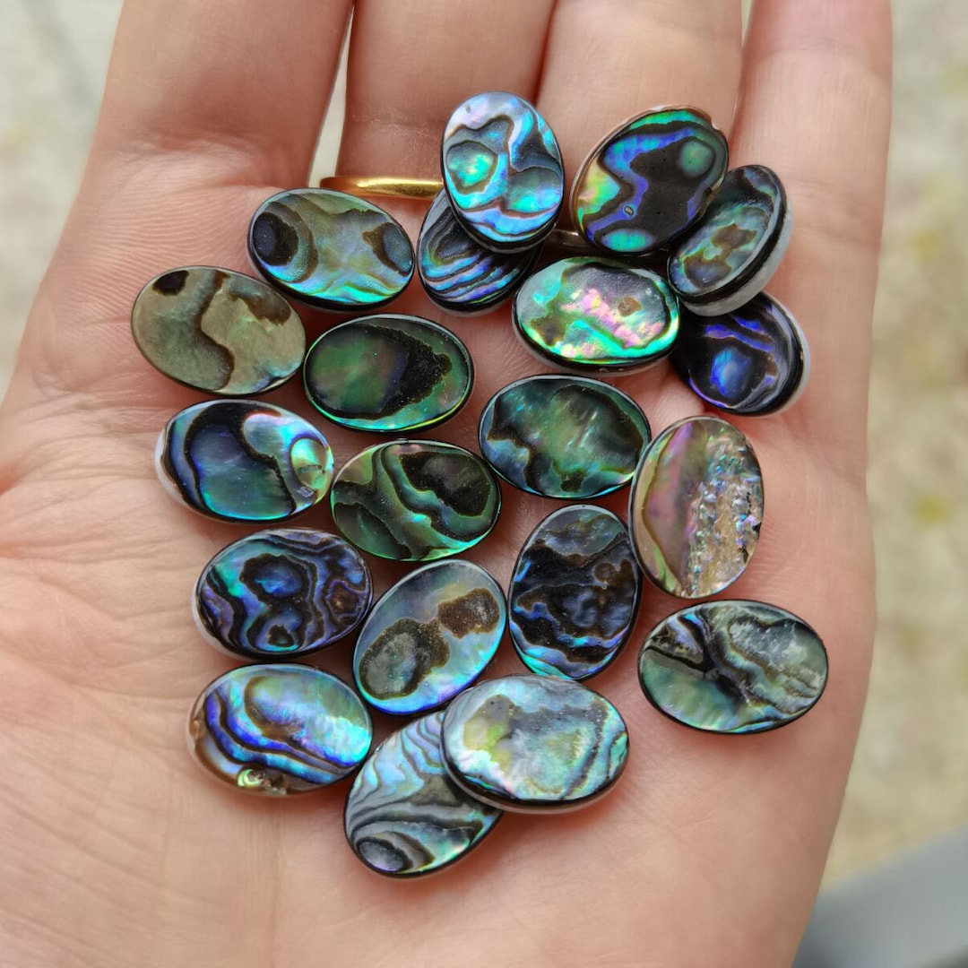 14mm Natural Abalone Shell Oval Double Flat Gemstone CAB Small Cabochon ...