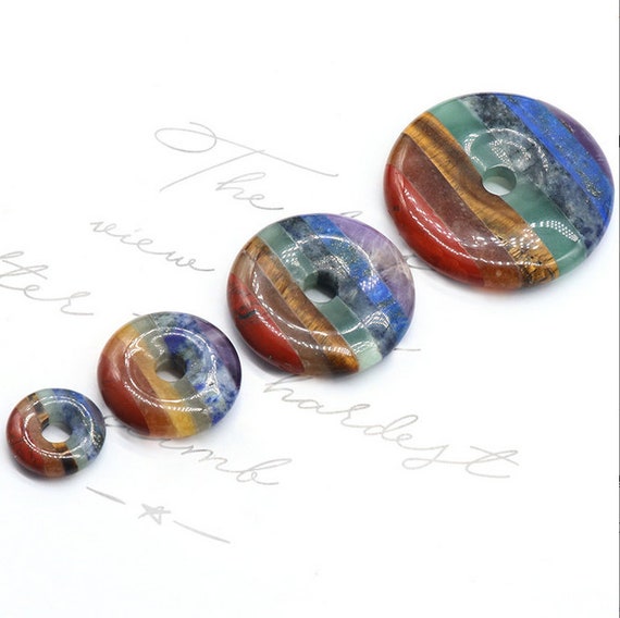 20-50mm Natural 7 Chakra Stones Round Donut Focal Pendant Bead - Etsy