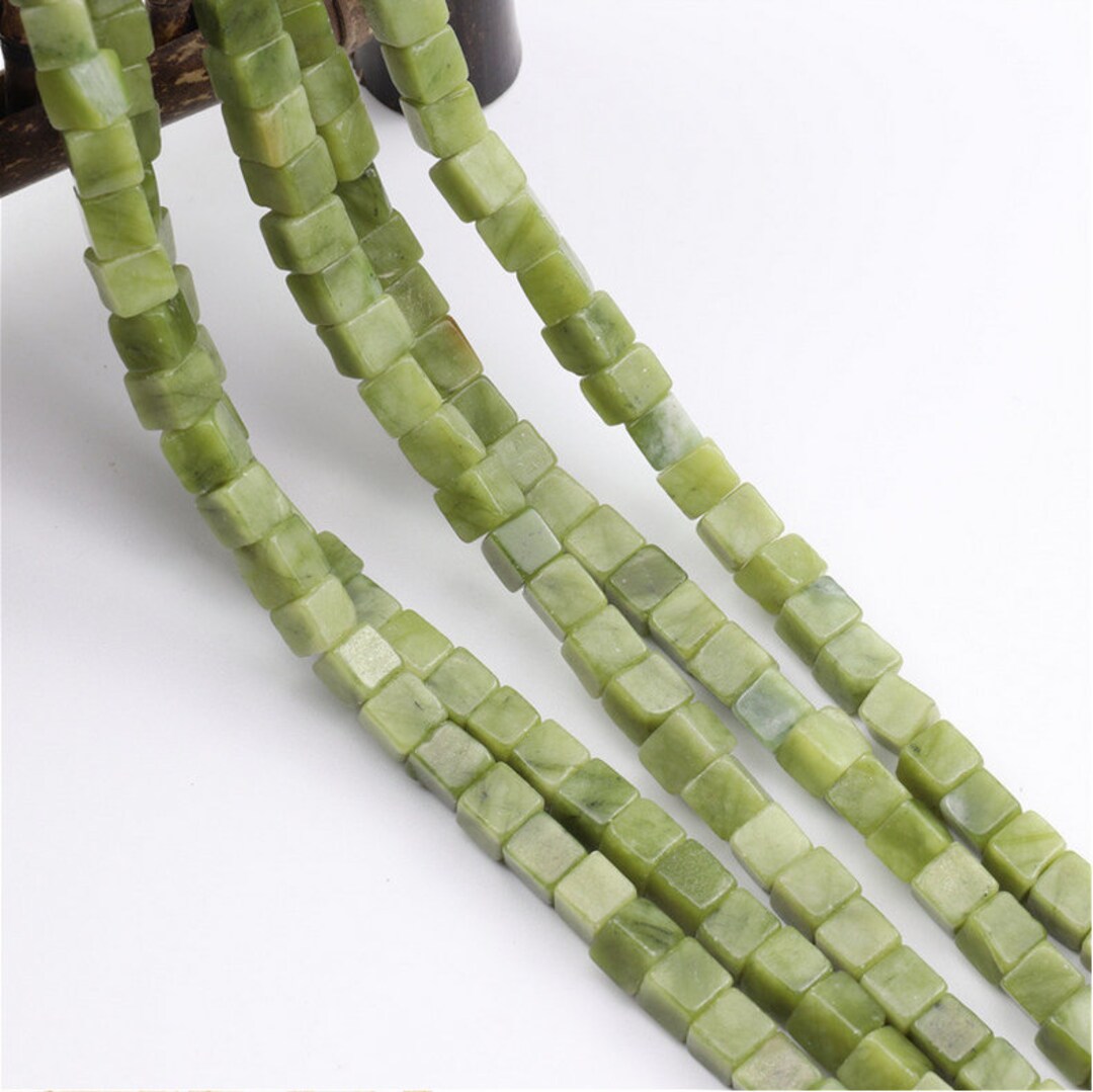 6mm Natural Olive Green Jade Cube Gemstone Loose Beads Strand 16 - Etsy