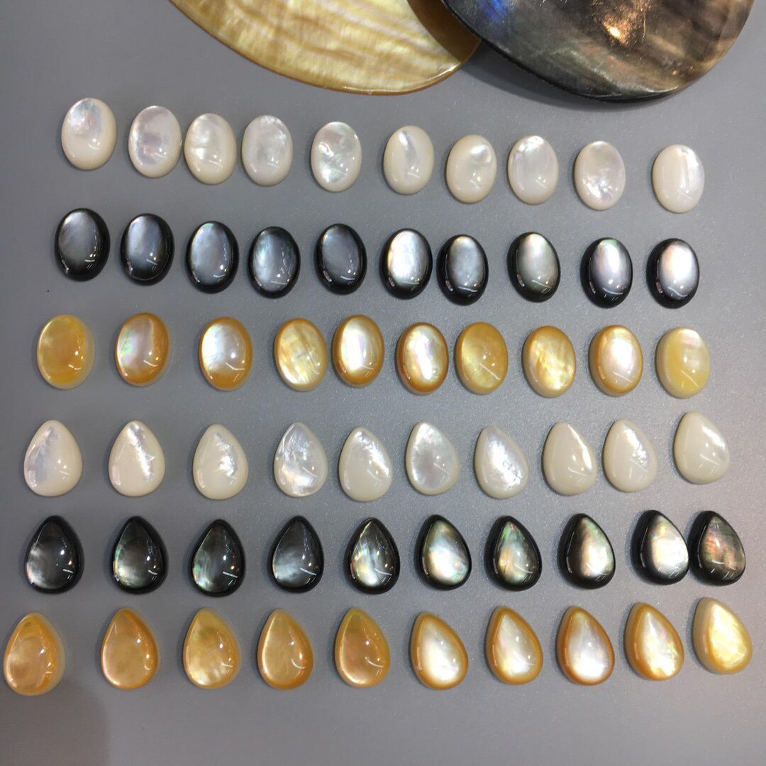 5pcs White Mother of Pearl Oval Cabochons: 4-18mm Natural MOP Shell ...