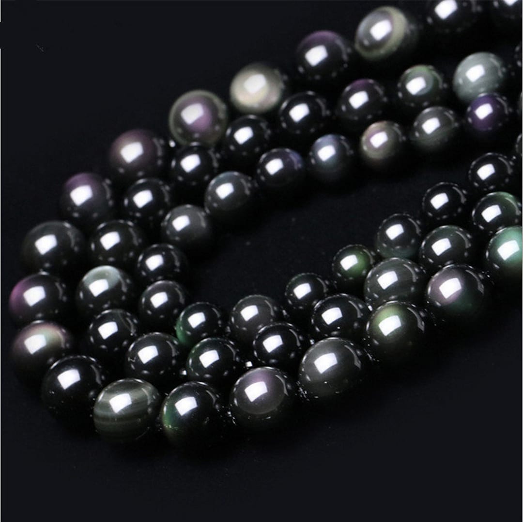 Natural AAA Rainbow Obsidian Round Gemstone Loose Beads Strand 16" 6mm ...