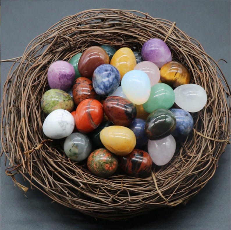 Mixed Gemstone Crystal Eggs: 20mm Chakra Healing Stones Undrilled ...