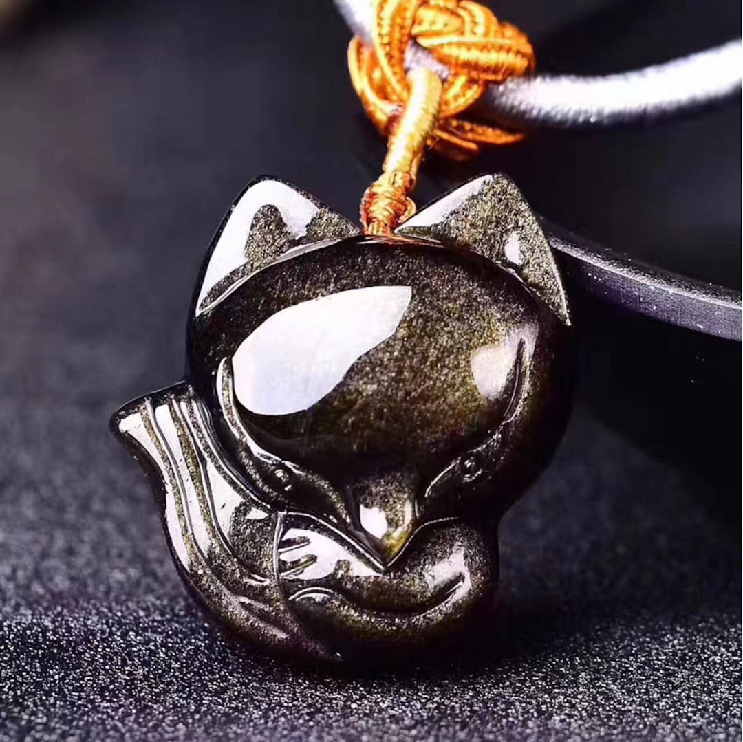 30mm Natural Carved Golden Obsidian Fox Pendant Bead (pendant Only ) - Etsy