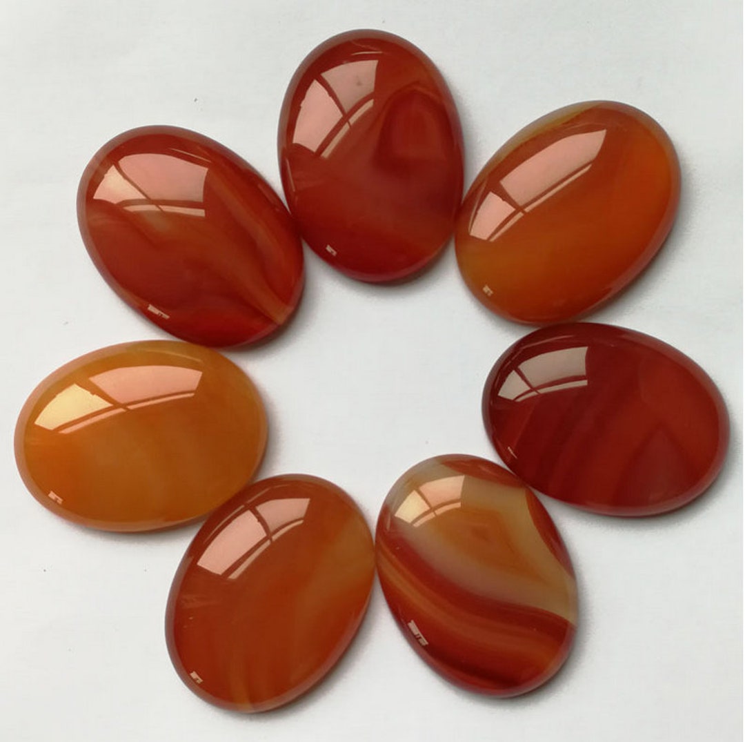 40x30mm Red Orange Agate Gemstone Oval Flatback CAB Cabochon - Etsy