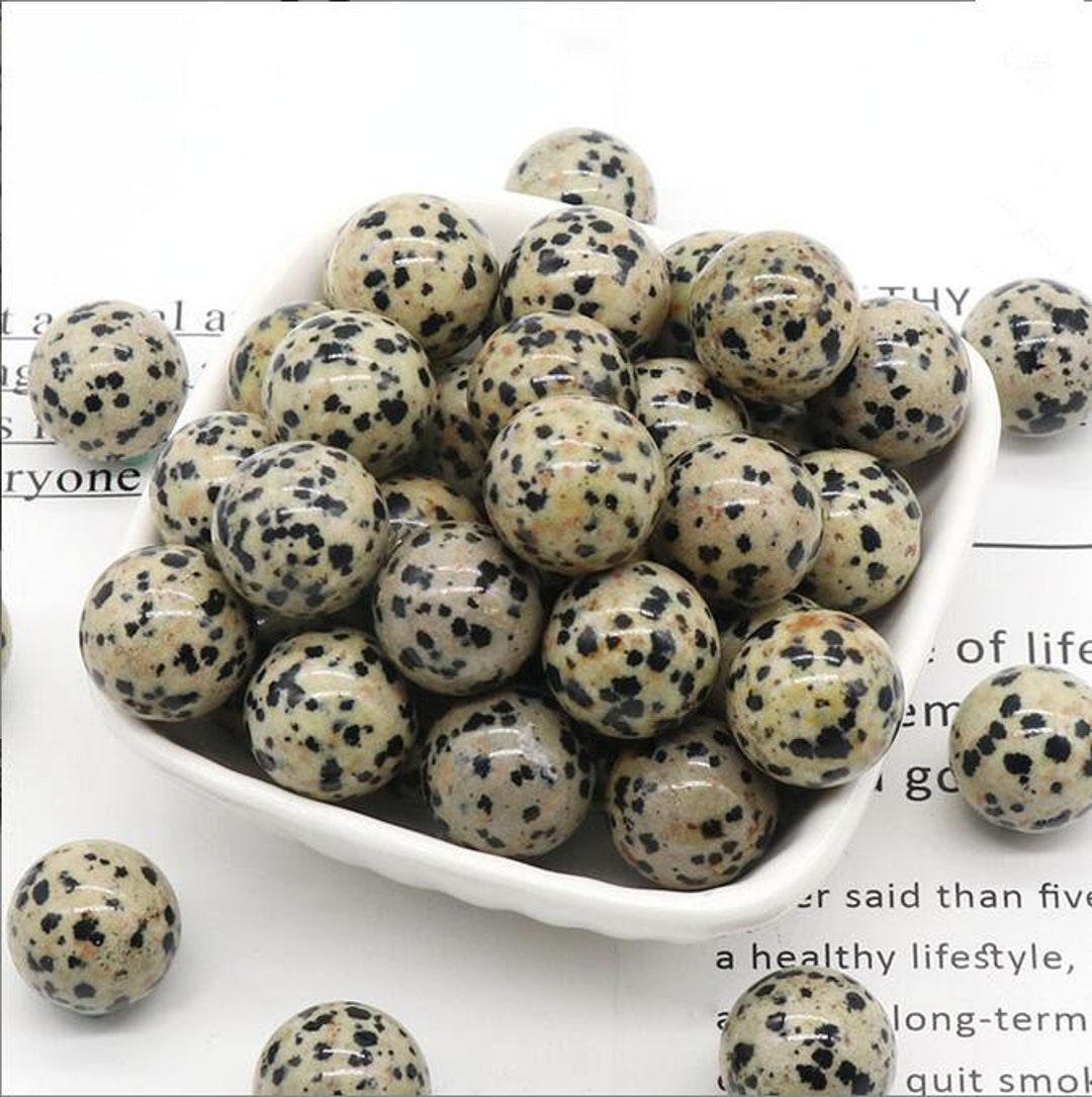 10pcs of 16mm Natural Dalmatian Jasper Sphere, Chakra Round Sphere ...