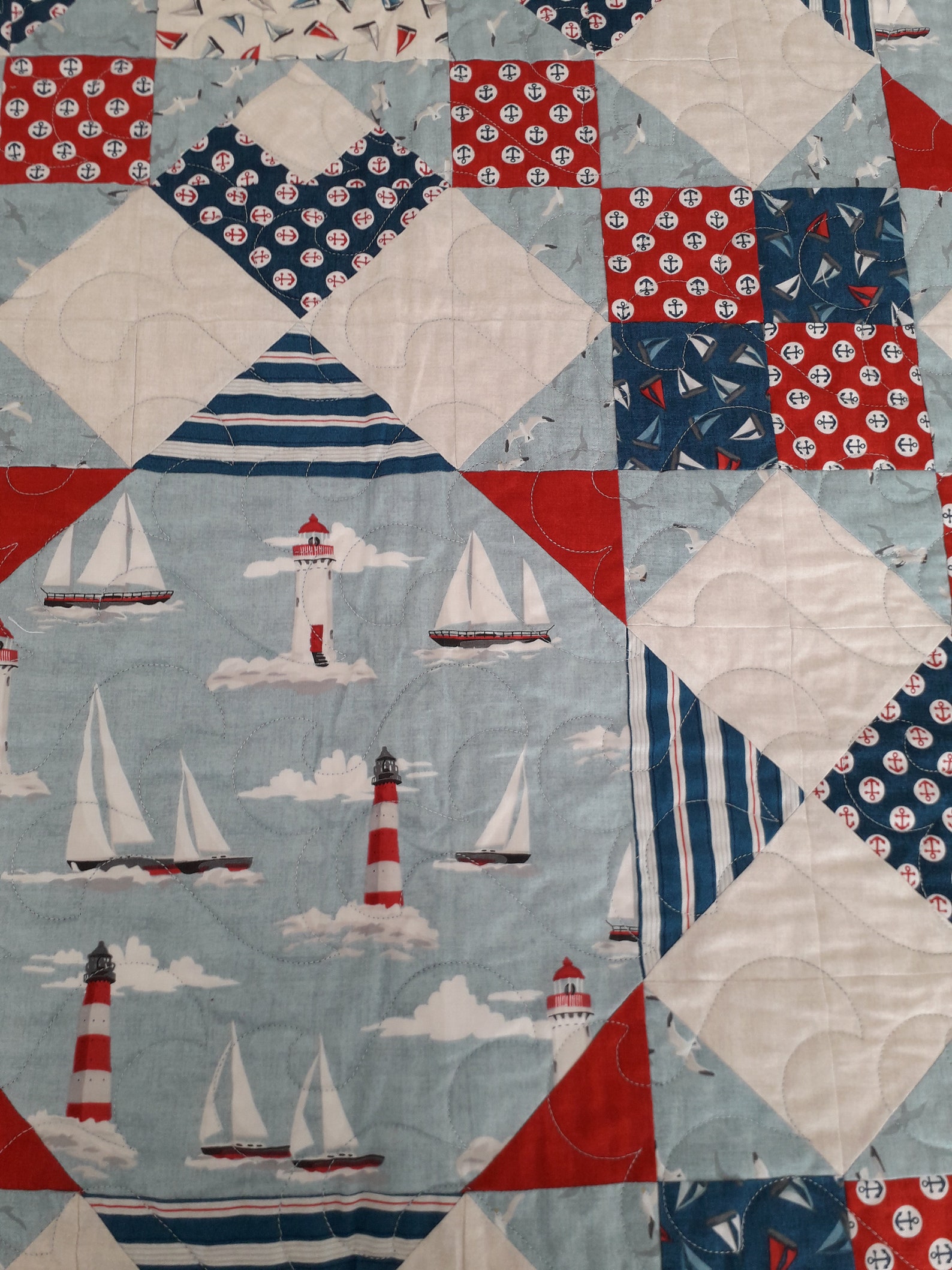 Gorgeous Nautical 'ahoy!' Double Bed Nautical Themed Quilt - Etsy