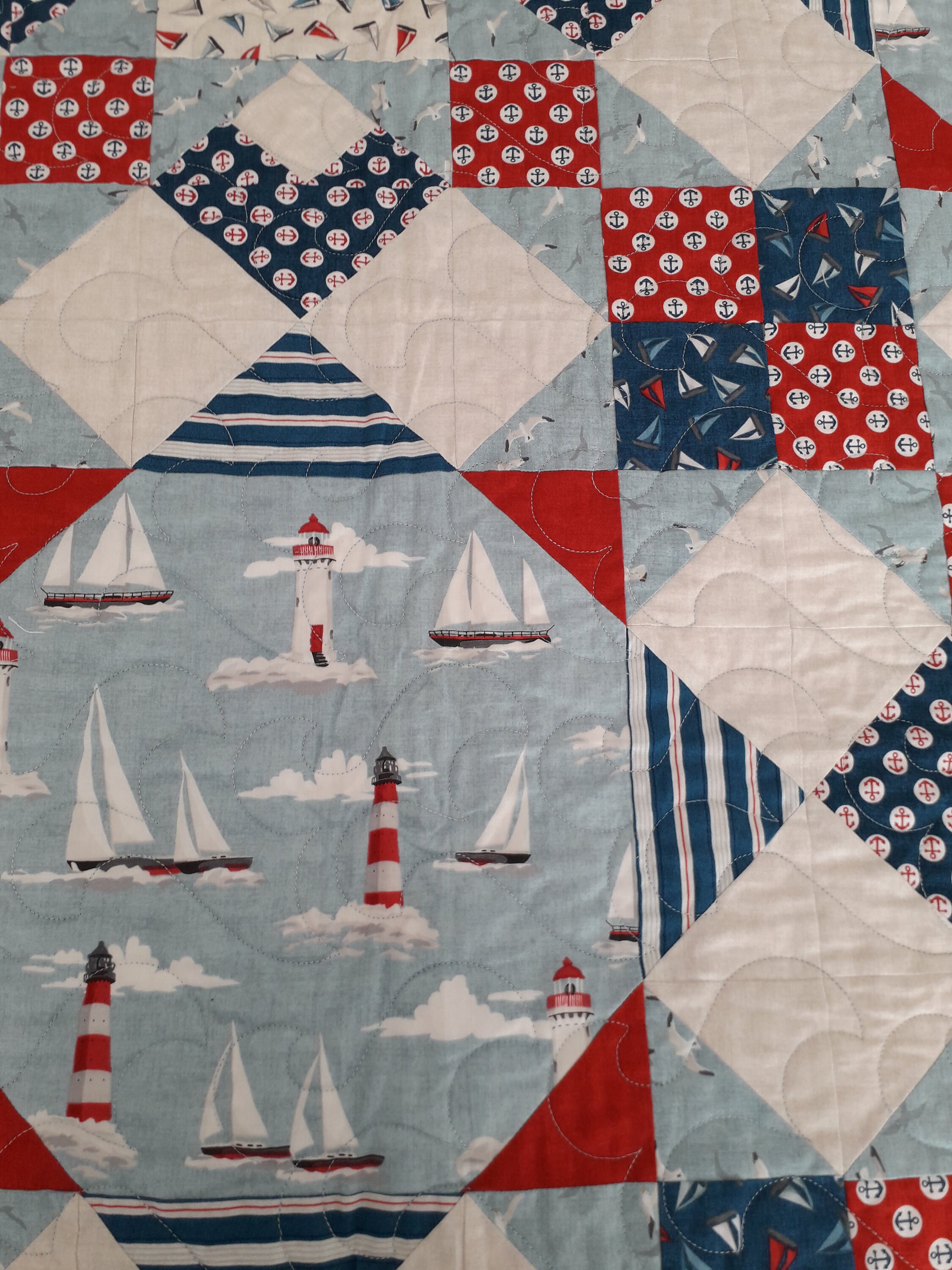 Gorgeous Nautical 'ahoy!' Double Bed Nautical Themed Quilt - Etsy