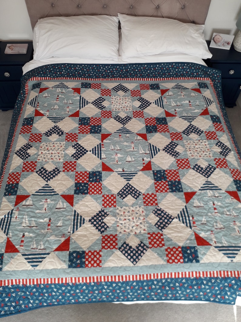 Gorgeous Nautical 'ahoy!' Double Bed Nautical Themed Quilt - Etsy