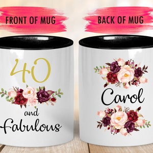 40 and Fabulous Mug,custom 40th Birthday Gift,40th Birthday Mug ...