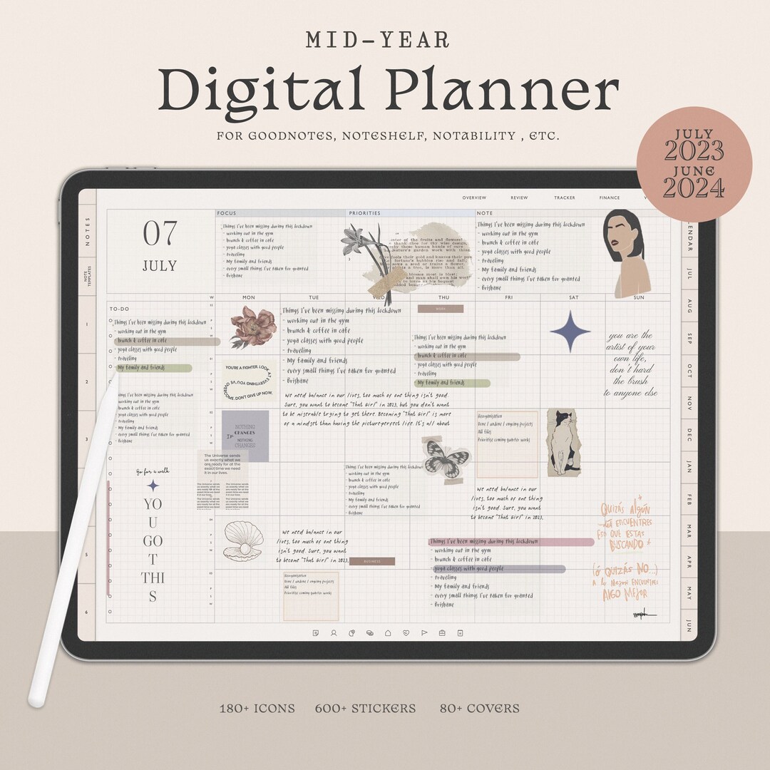 Mid Year 2023 2024 Digital Planner Minimalist Ipad Planner - Etsy UK