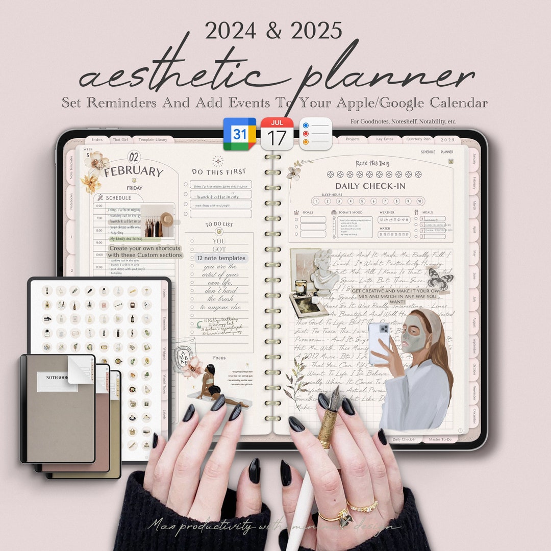2024 / 2025 Aesthetic Digital Planner With Links to Apple Calendar ...