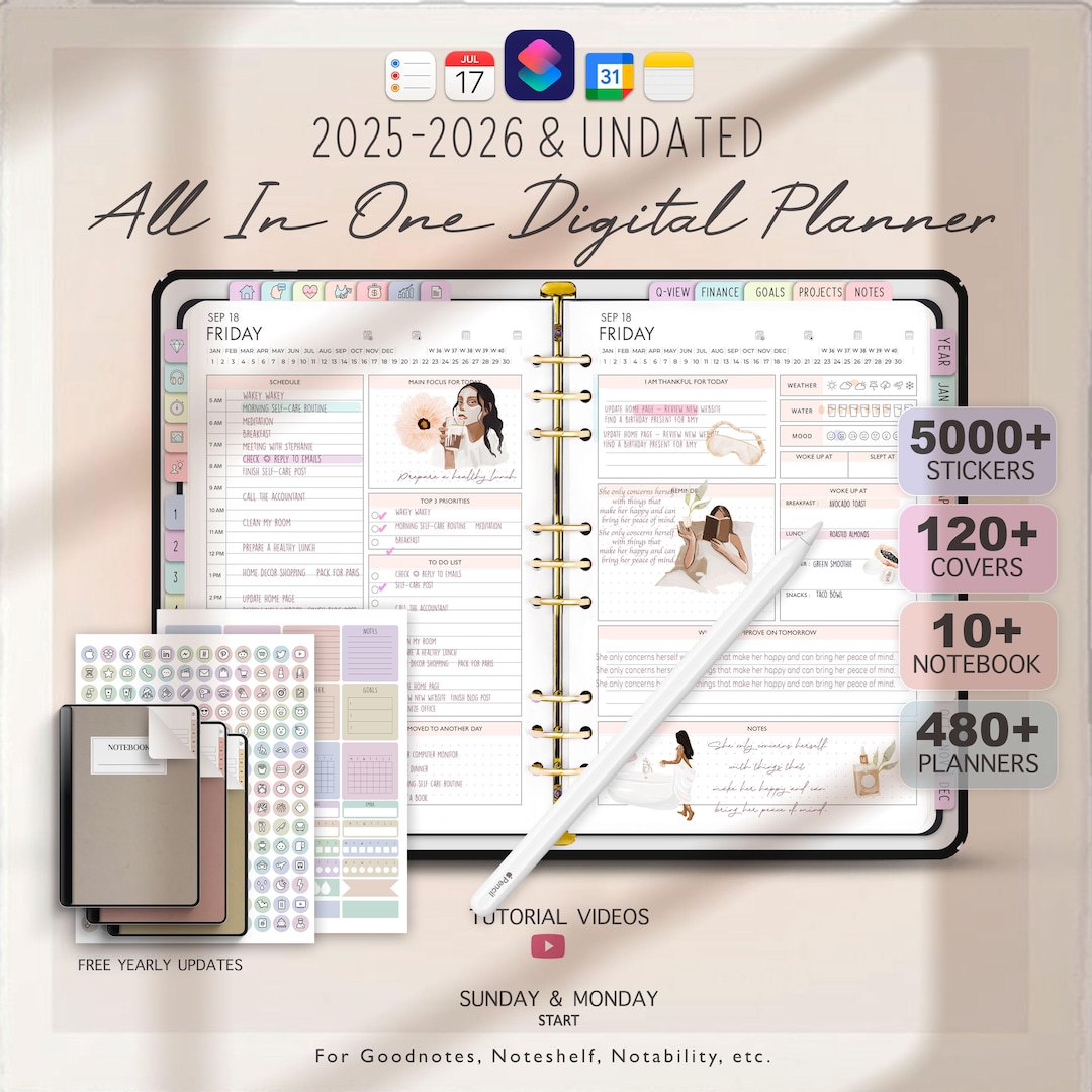 Digital Planner Bundle, 2025 ,2026 Dated Digital Planner, Goodnotes ...