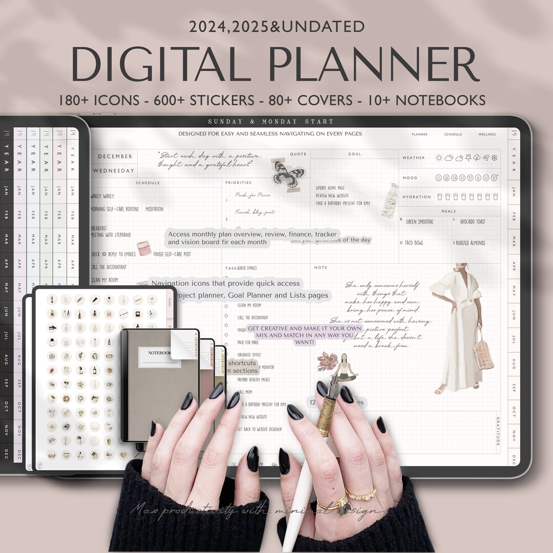 2024, 2025 and Undated Digital Planner, Goodnotes Planner, Daily ...