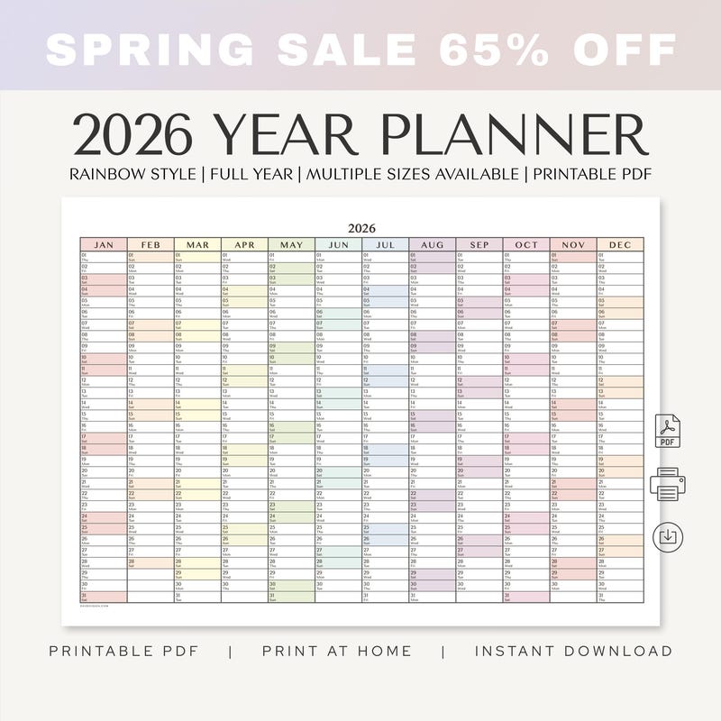 2026 year long printable calendar - Etsy.de