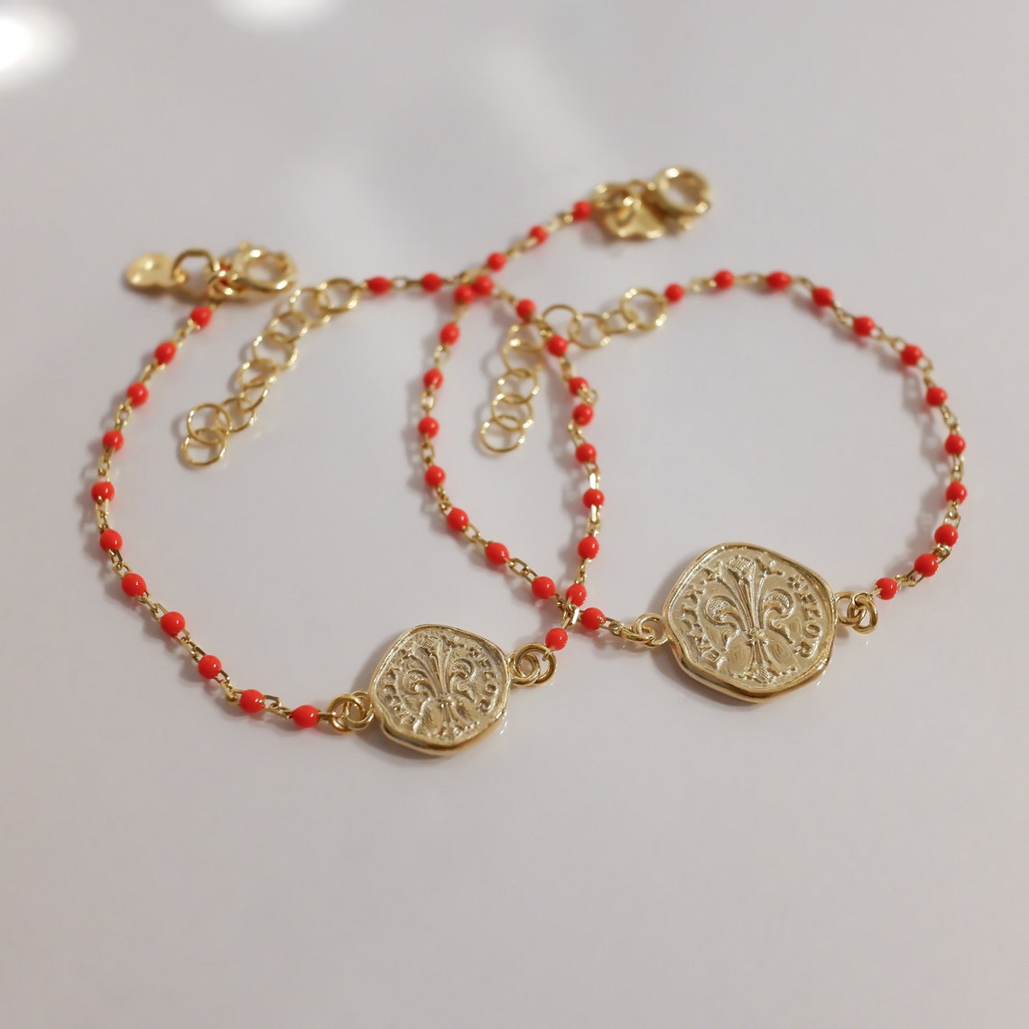 Medieval Bracelet With Florentine Coin - 925 Silver Gold-plated and ...