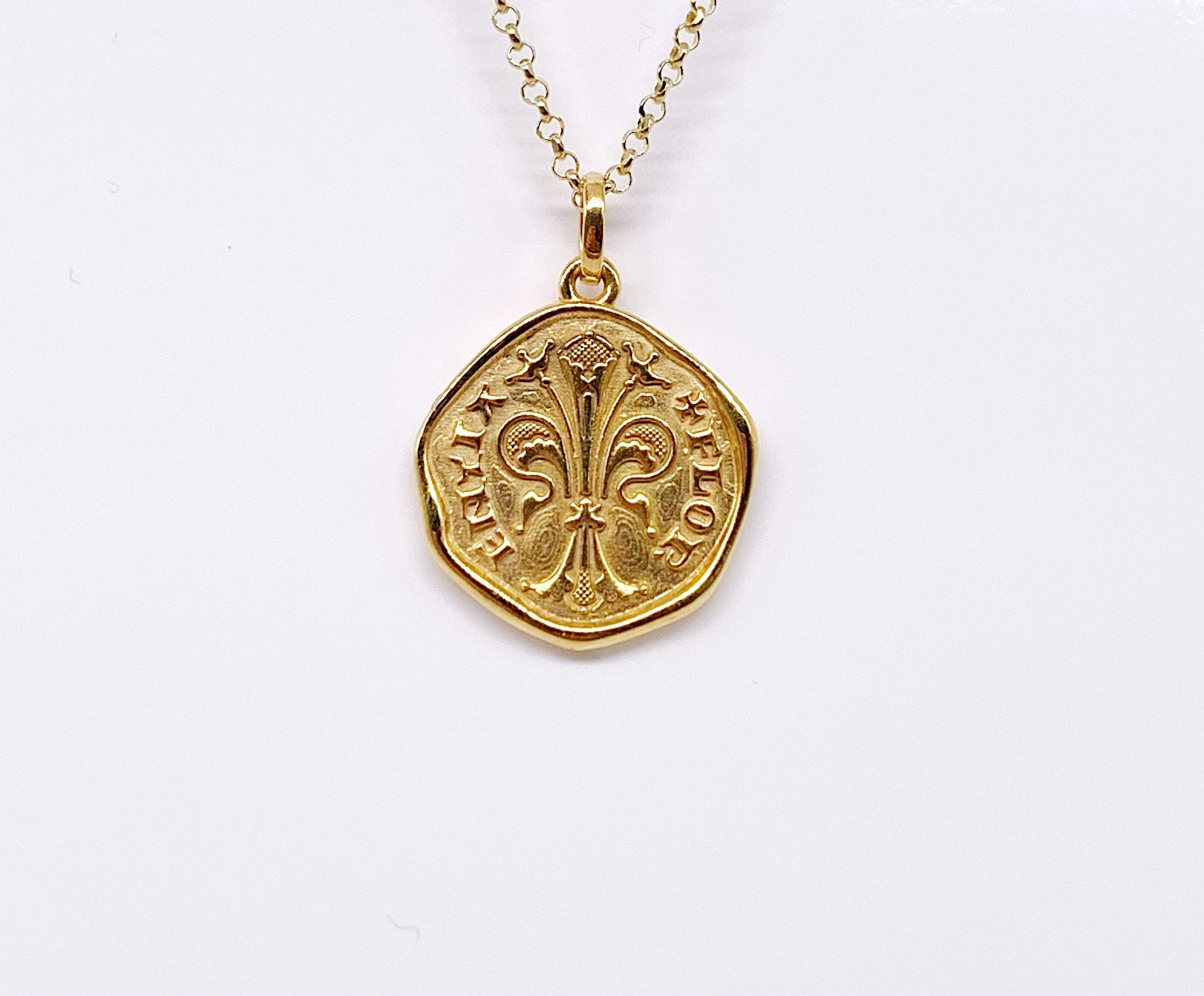 Florin of Florence Lucky Coin Pendant Talisman in 18kt Gold - Etsy
