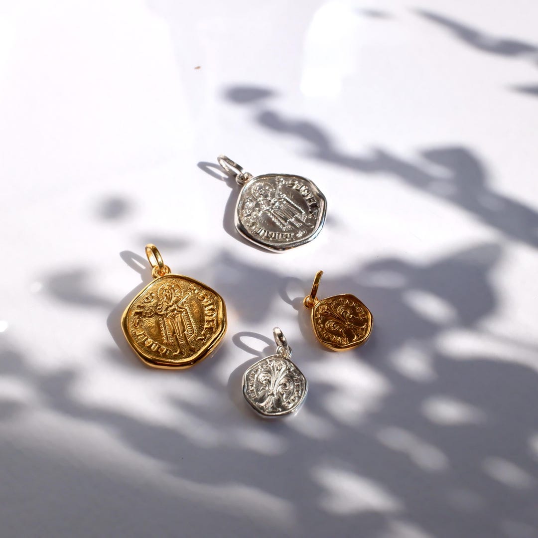 Florence Florin Coin Pendant – Sterling Silver 925 & 18k Gold Plated ...