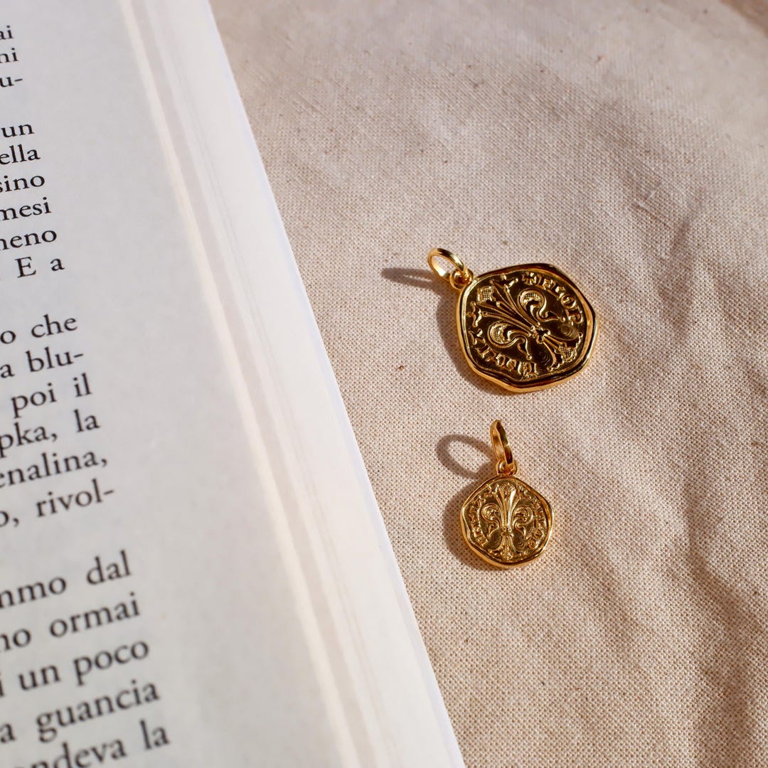 Pendant Florin in 925 Sterling Silver Gold Plated 18kt – Unisex Pendant ...