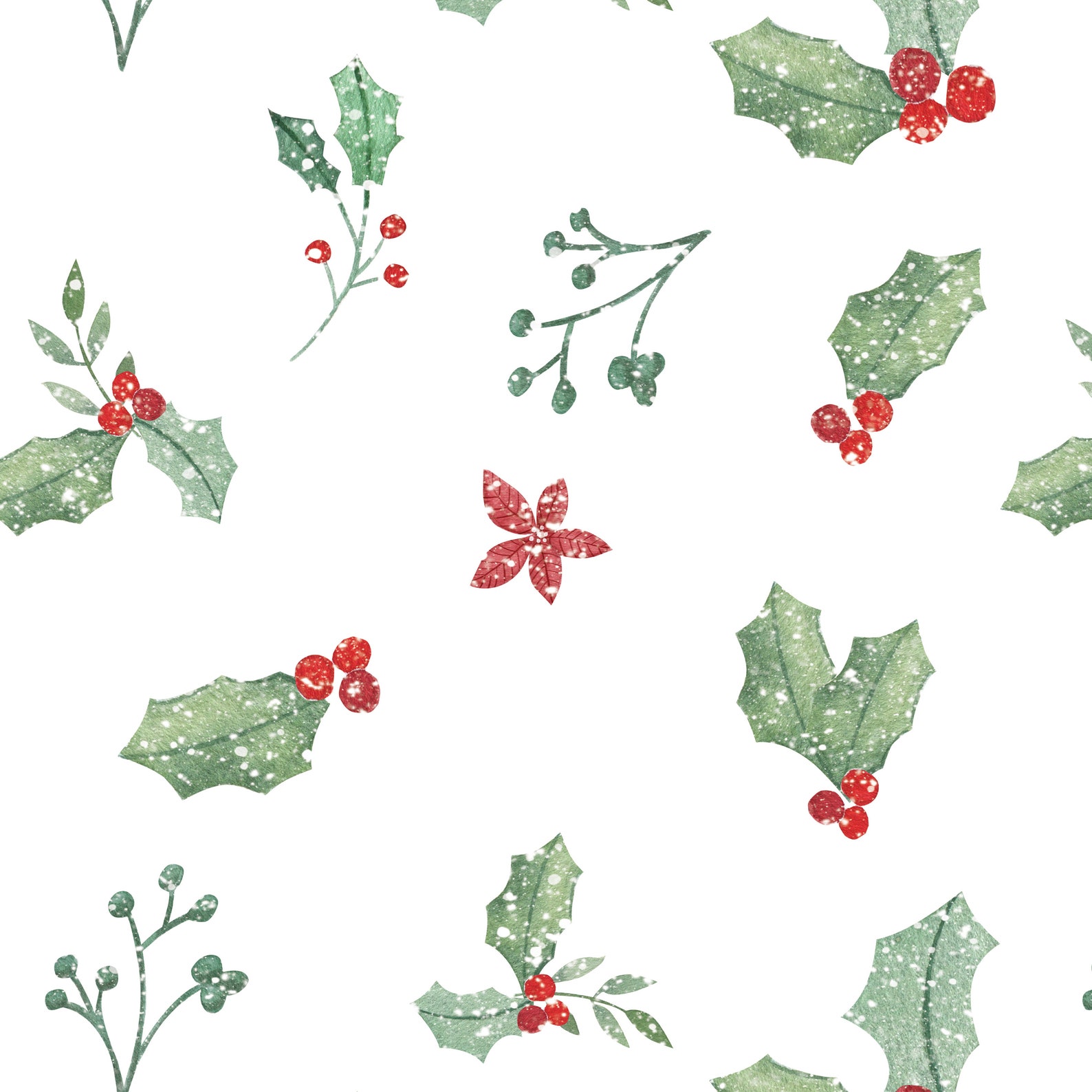 Holly Seamless Pattern | Christmas Seamless Pattern | Holly Surface ...