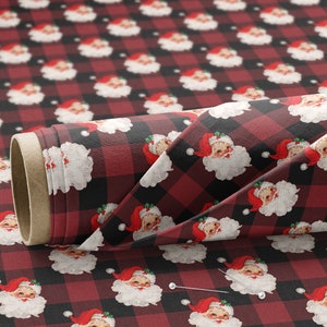 Black and Red Retro Santa Seamless Pattern | Retro Christmas Seamless ...