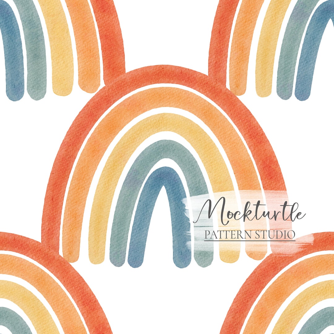 Boho Rainbow Seamless Pattern Vintage Rainbows Rainbow - Etsy