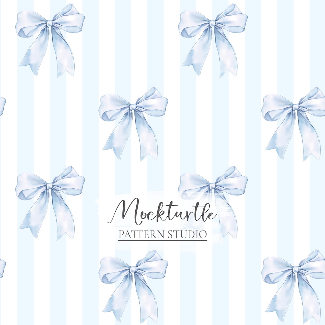 Blue Bow Coquette Stripes Seamless Pattern | Pastel Striped Elegant ...