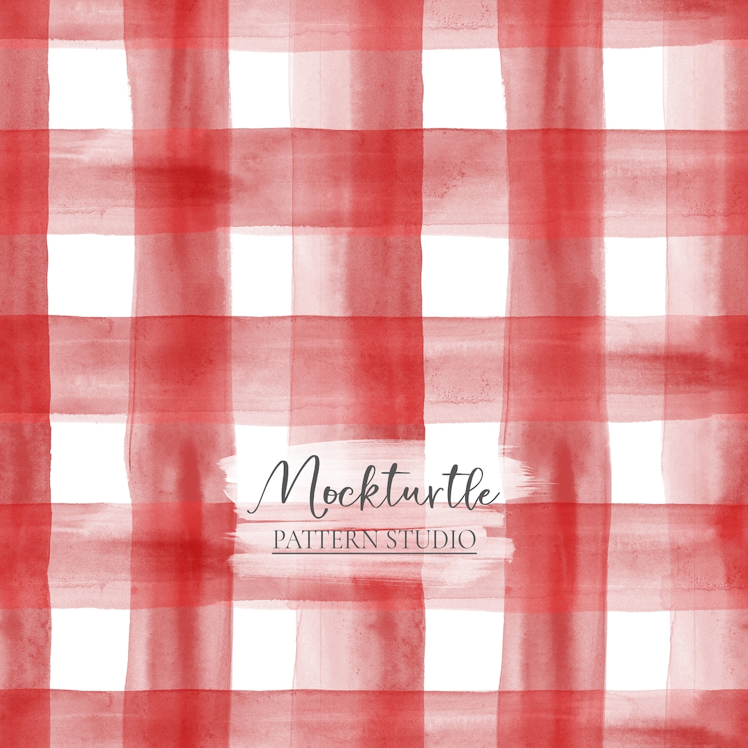 Red Watercolor Gingham Seamless Pattern | Holiday Plaid | Christmas ...