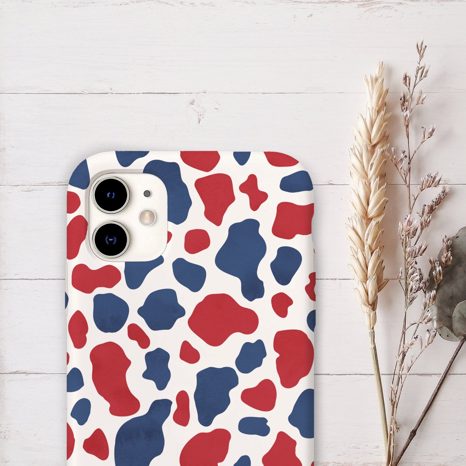 Red, White & Blue Cow Print Seamless Pattern | Commercial Use Surface ...