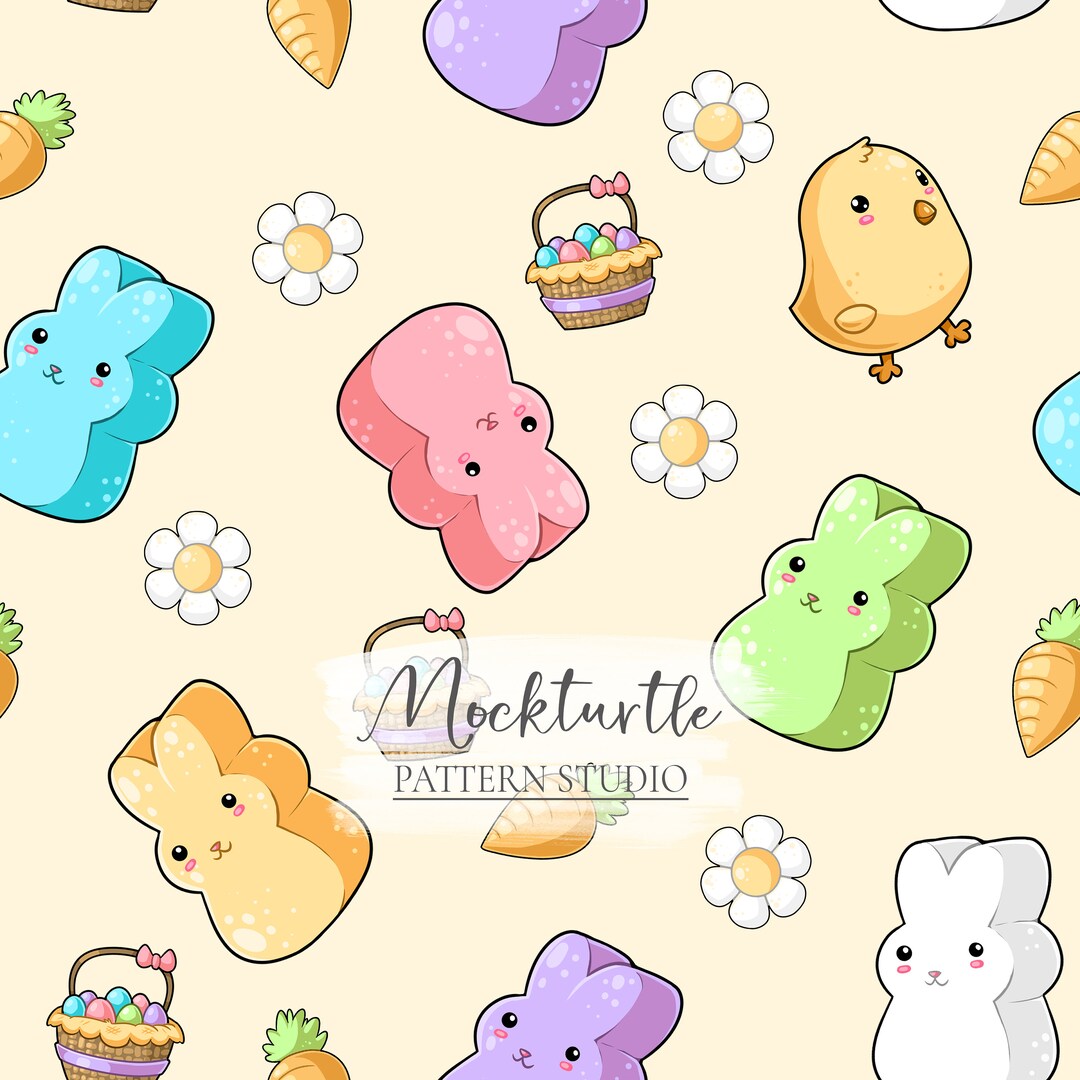 Easter Seamless Pattern | Marshmallow Bunny Spring Patterns ...
