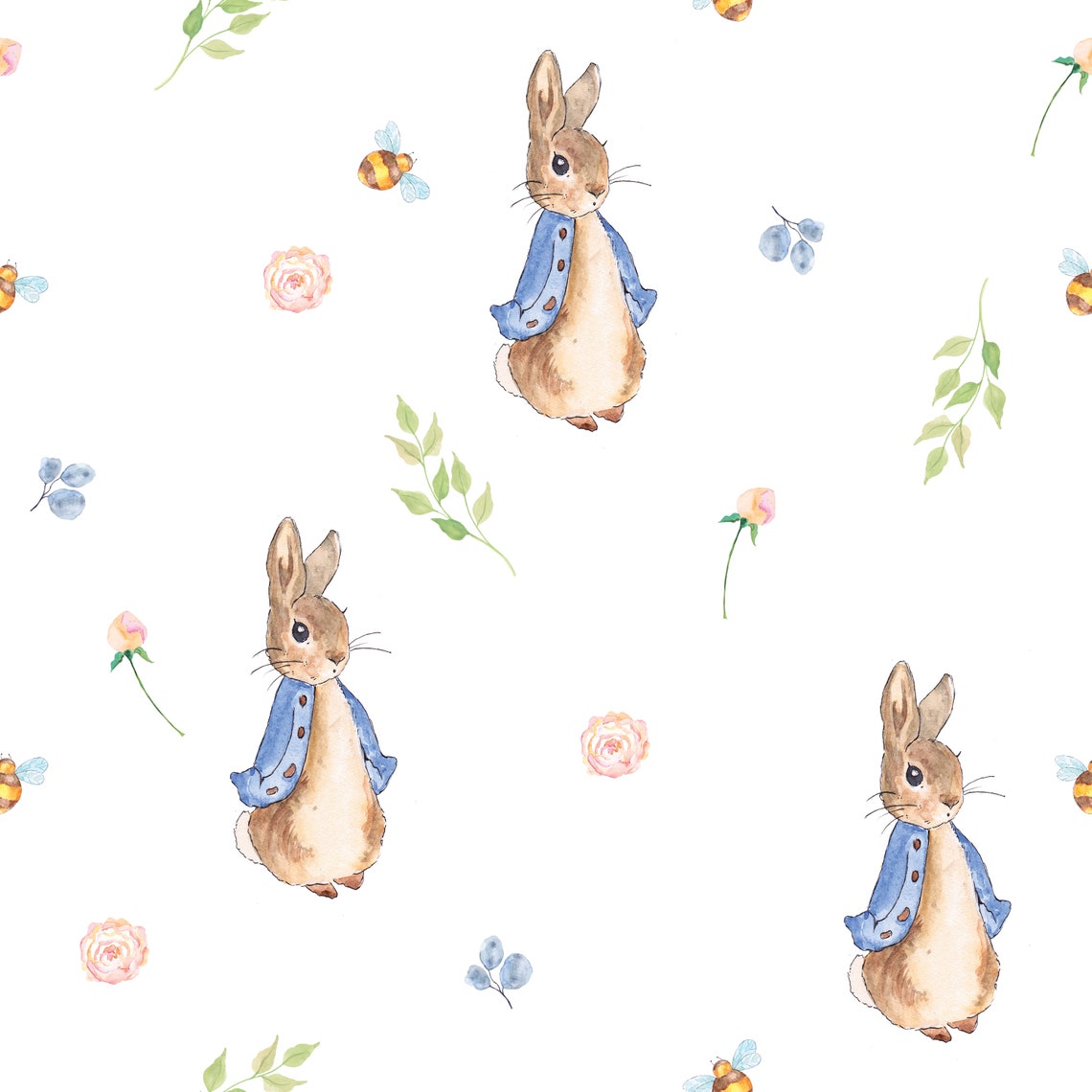 Peter Rabbit Seamless Pattern | Blue Bunny Pattern | Peter Rabbit ...