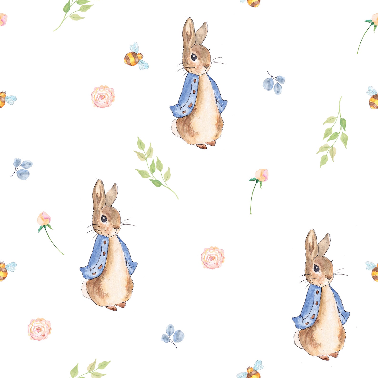 Peter Rabbit Seamless Pattern | Blue Bunny Pattern | Peter Rabbit ...