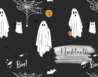 Halloween Pumpkin and Ghosts Seamless Pattern | Spooky Surface Pattern ...