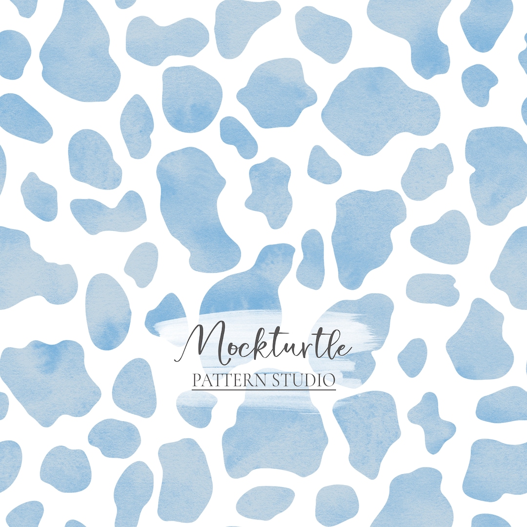 Cow Print Seamless Pattern | Watercolour Blue Pattern | Cowgirl Cowboy ...