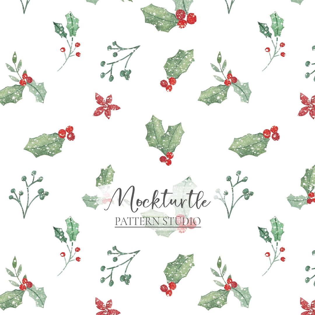 Holly Seamless Pattern | Christmas Seamless Pattern | Holly Surface ...