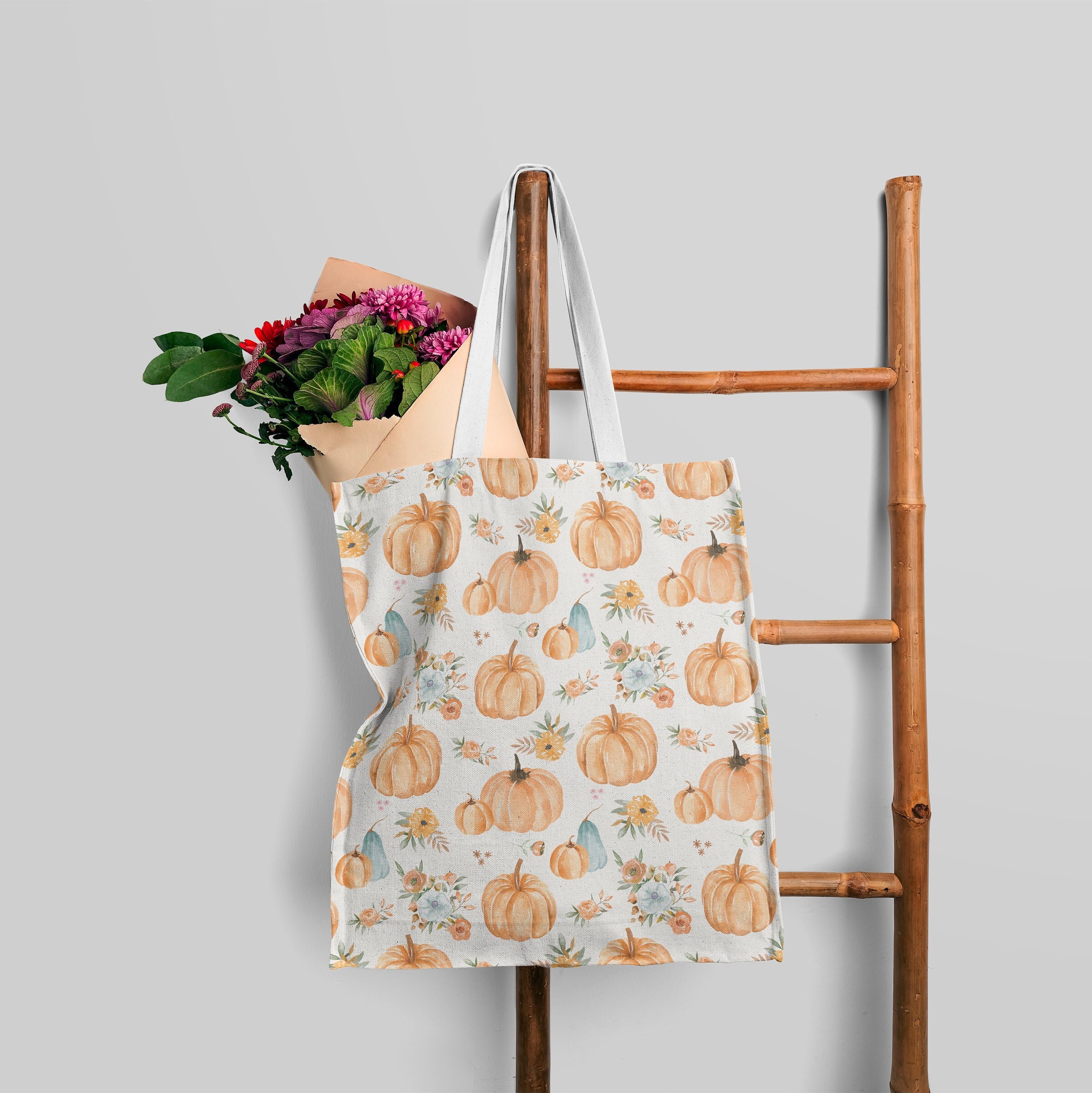 Boho Pumpkin Seamless Pattern Watercolour Floral Autumn - Etsy