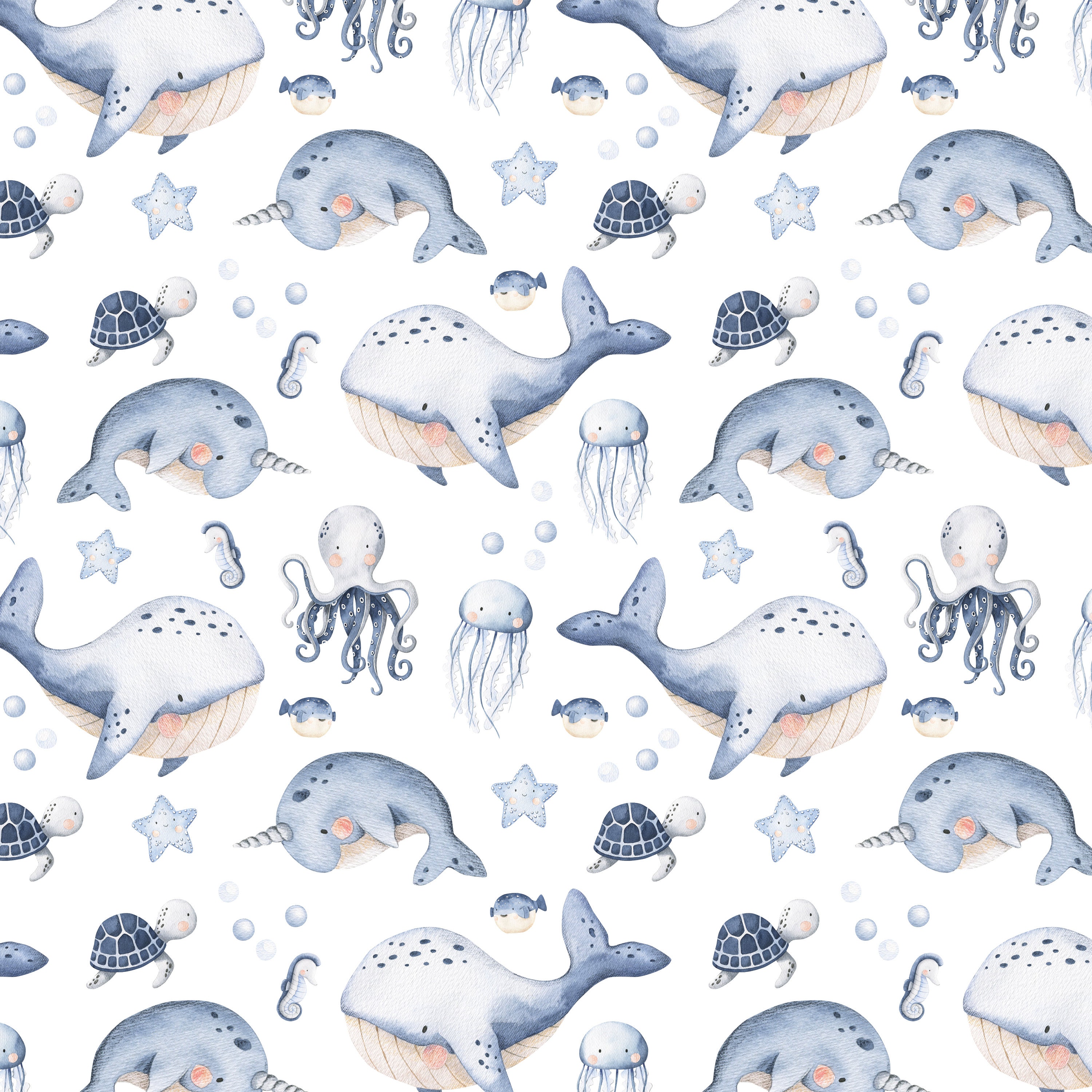 Ocean Seamless Pattern | Under the Sea Pattern | Whale Surface Pattern ...