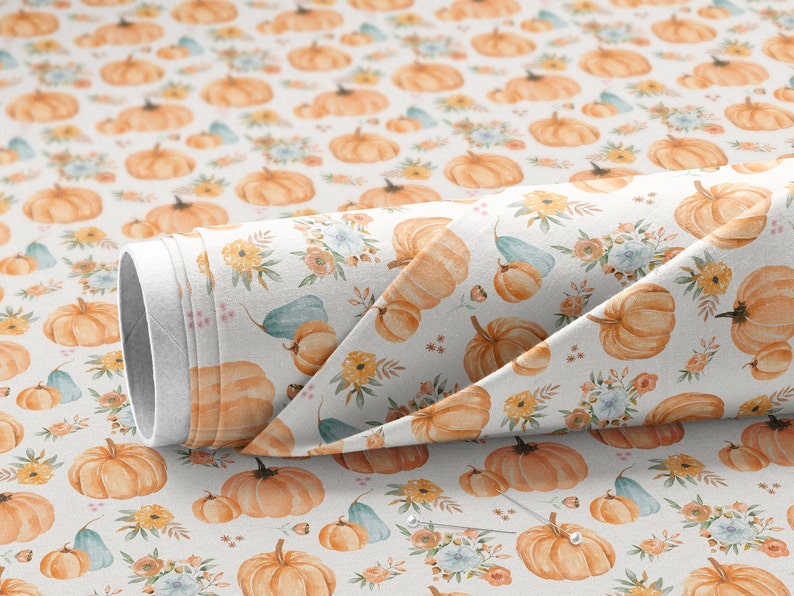 Boho Pumpkin Seamless Pattern | Watercolour Floral Autumn Pumpkins ...