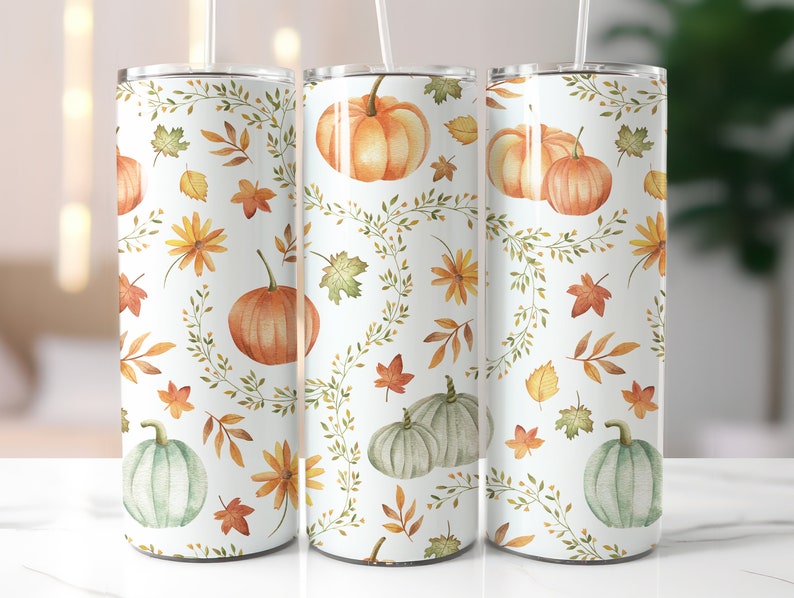 Boho Pumpkin Seamless Pattern | Watercolour Floral Autumn Pumpkins ...