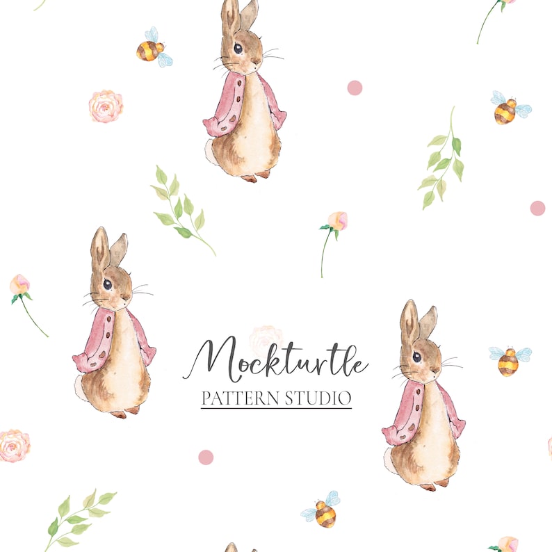 Flopsy Peter Rabbit Seamless Pattern | Pink Bunny Pattern | Flopsy ...