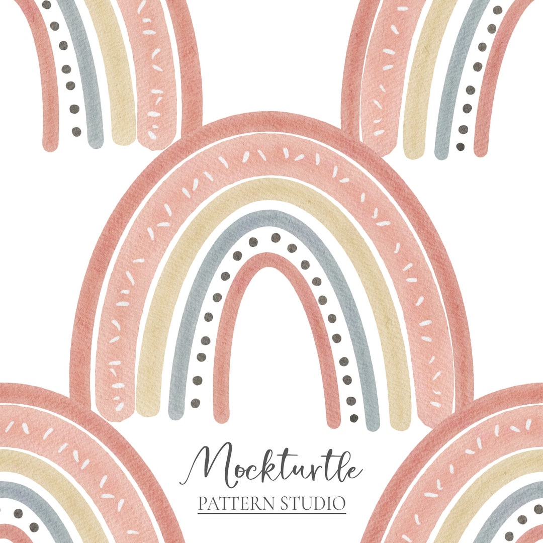 Boho Rainbow Seamless Pattern | Vintage Rainbows | Rainbow Surface ...