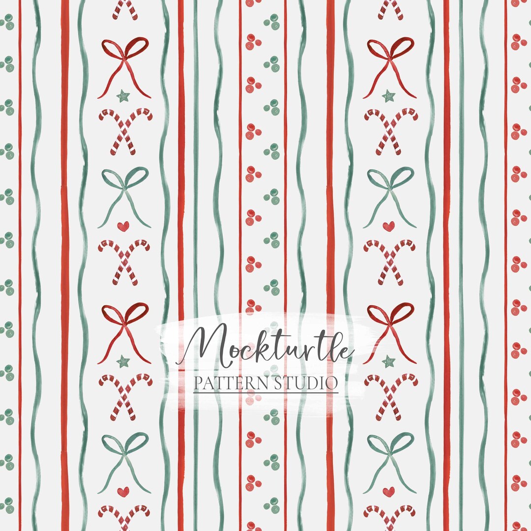 Red & Green Christmas Stripe Seamless Pattern | Vintage Holiday ...