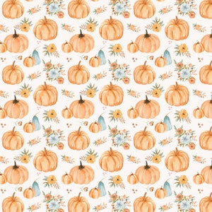 Boho Pumpkin Seamless Pattern | Watercolour Floral Autumn Pumpkins ...