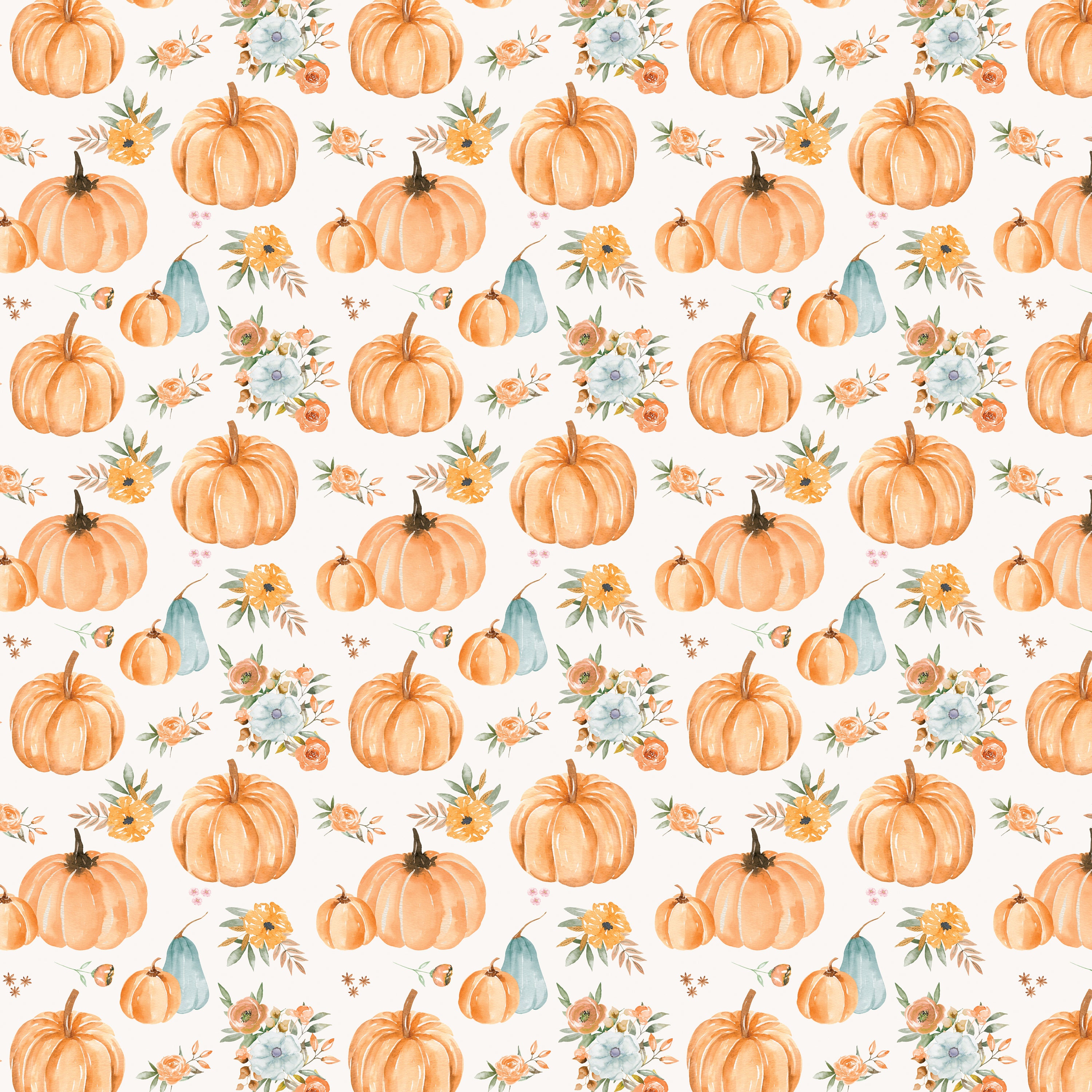 Boho Pumpkin Seamless Pattern | Watercolour Floral Autumn Pumpkins ...