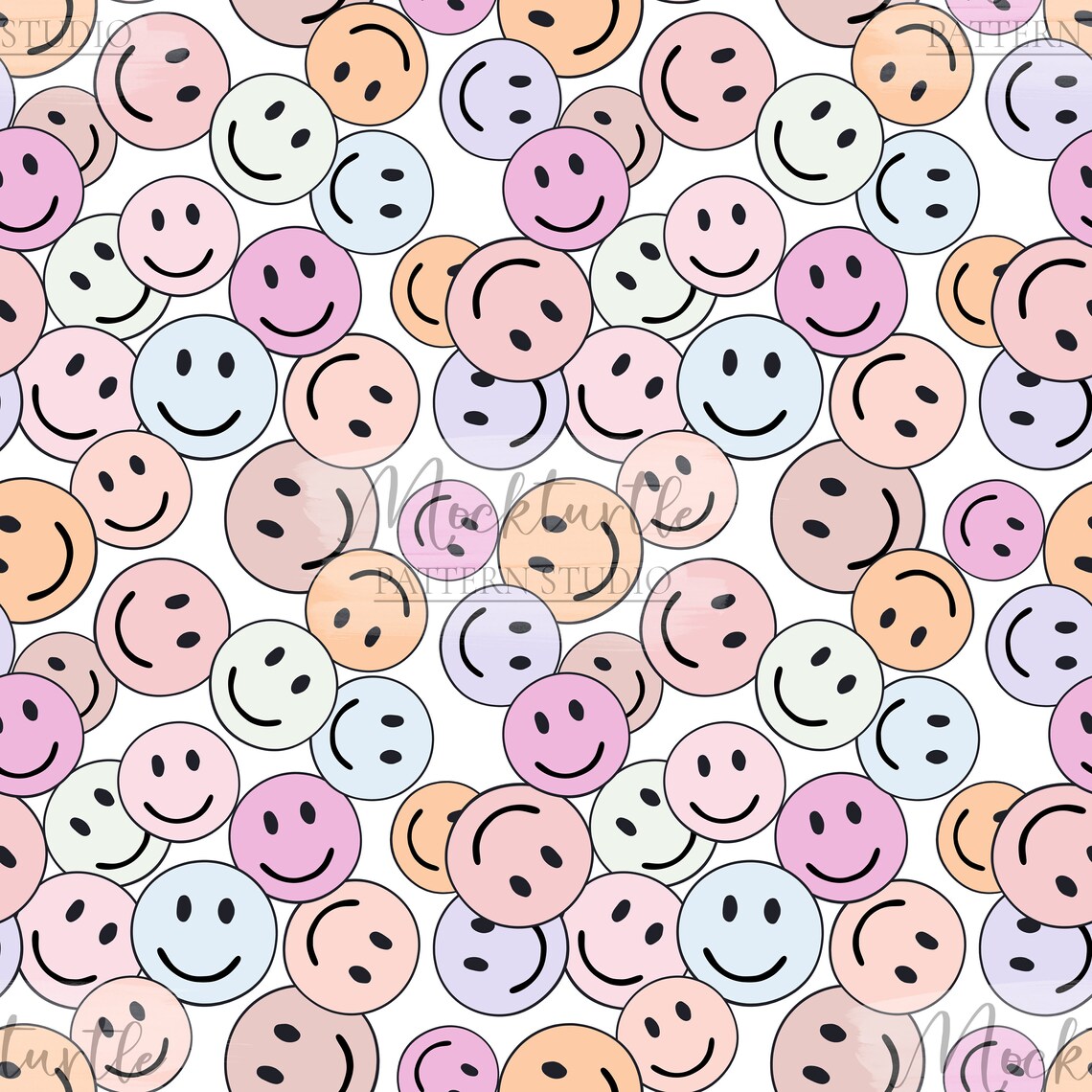 Smiley Faces Seamless Pattern | Happy Face Surface Pattern | Funky ...