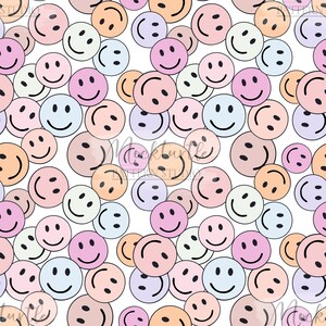 Smiley Faces Seamless Pattern | Happy Face Funky Pastels | Commercial ...