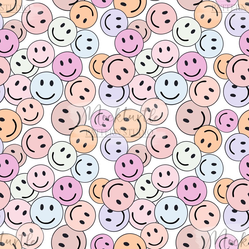 Smiley Faces Seamless Pattern | Happy Face Surface Pattern | Funky ...