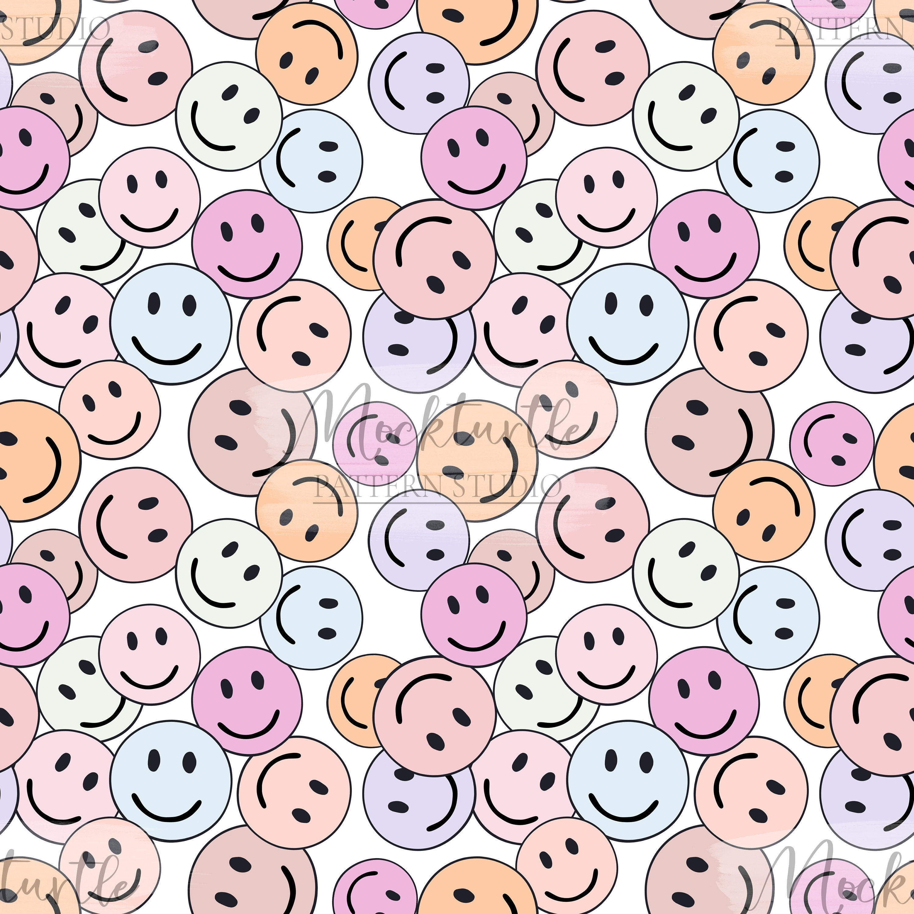 Smiley Faces Seamless Pattern | Happy Face Surface Pattern | Funky ...