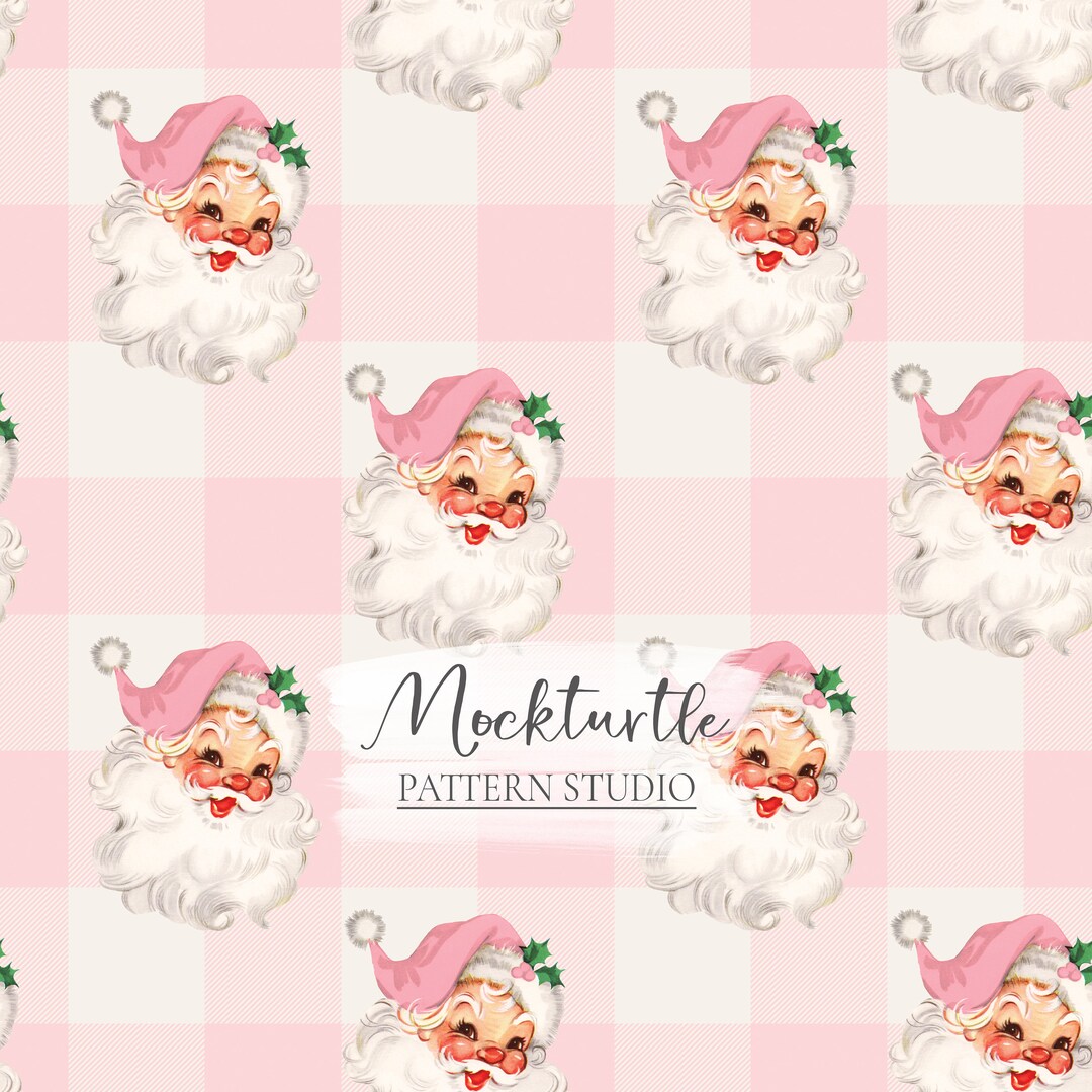 Pink Retro Santa Seamless Pattern | Retro Christmas Seamless Pattern ...