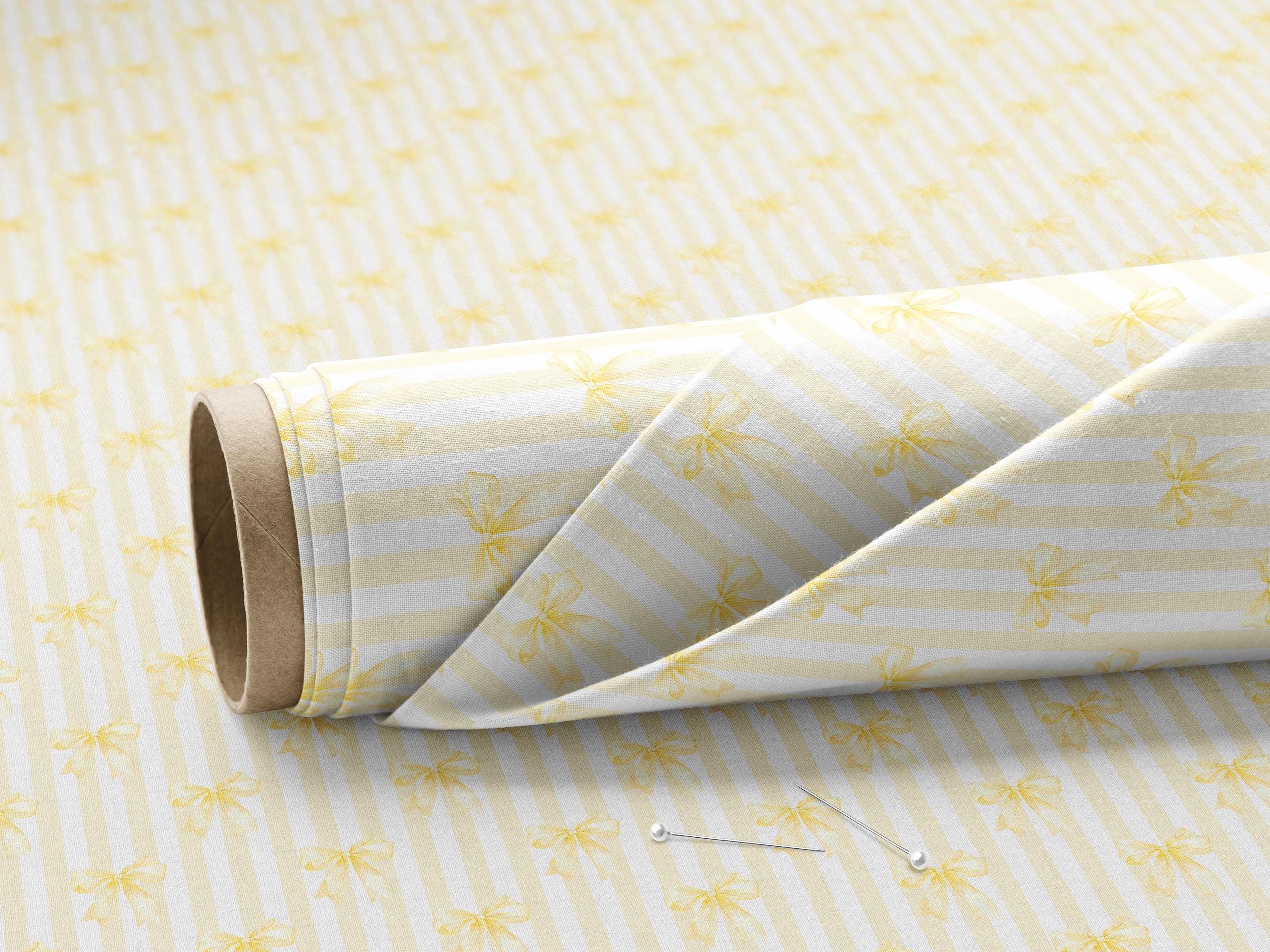 Yellow Bow Coquette Stripes Seamless Pattern | Pastel Striped Elegant ...