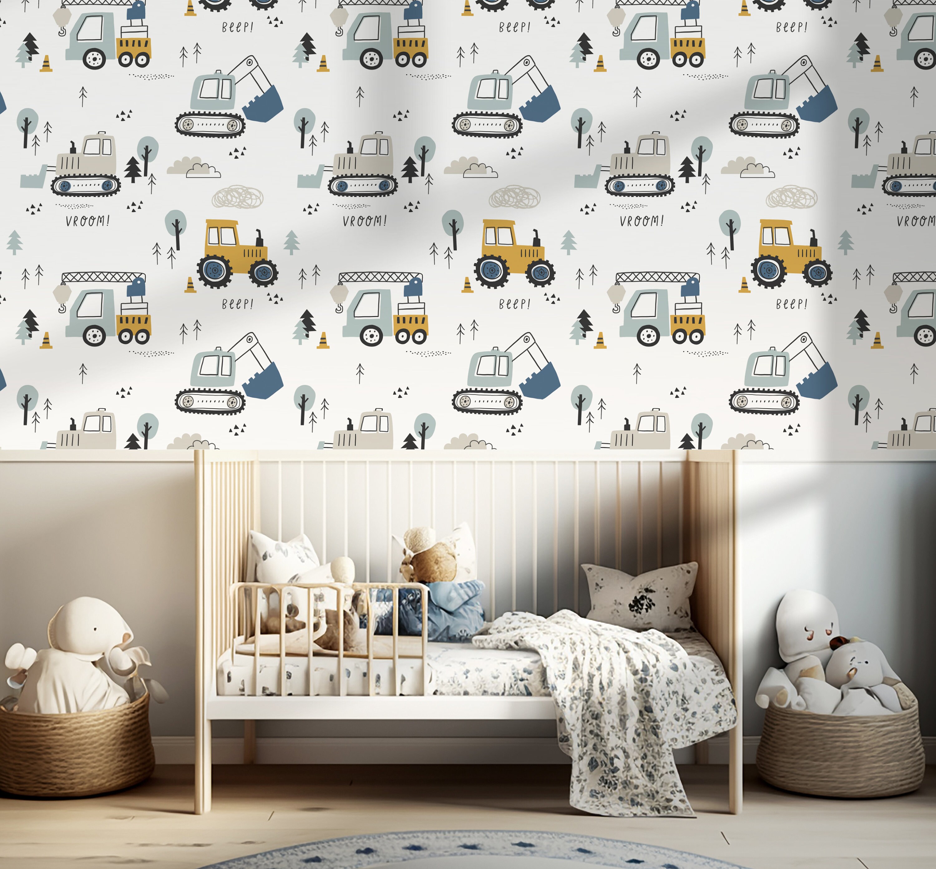 Digger Seamless Pattern Tractor Surface Pattern Transport Seamless ...